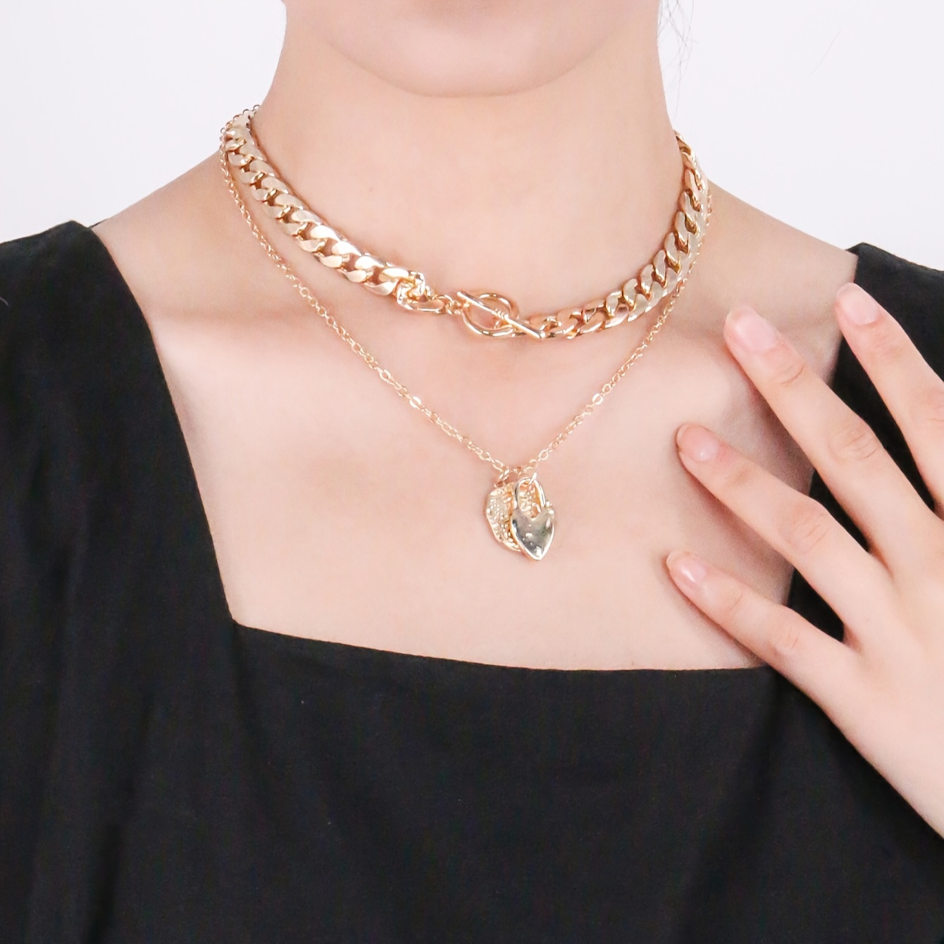 Elegant Love Heart Pendant Cuban Chain Necklace - Temu