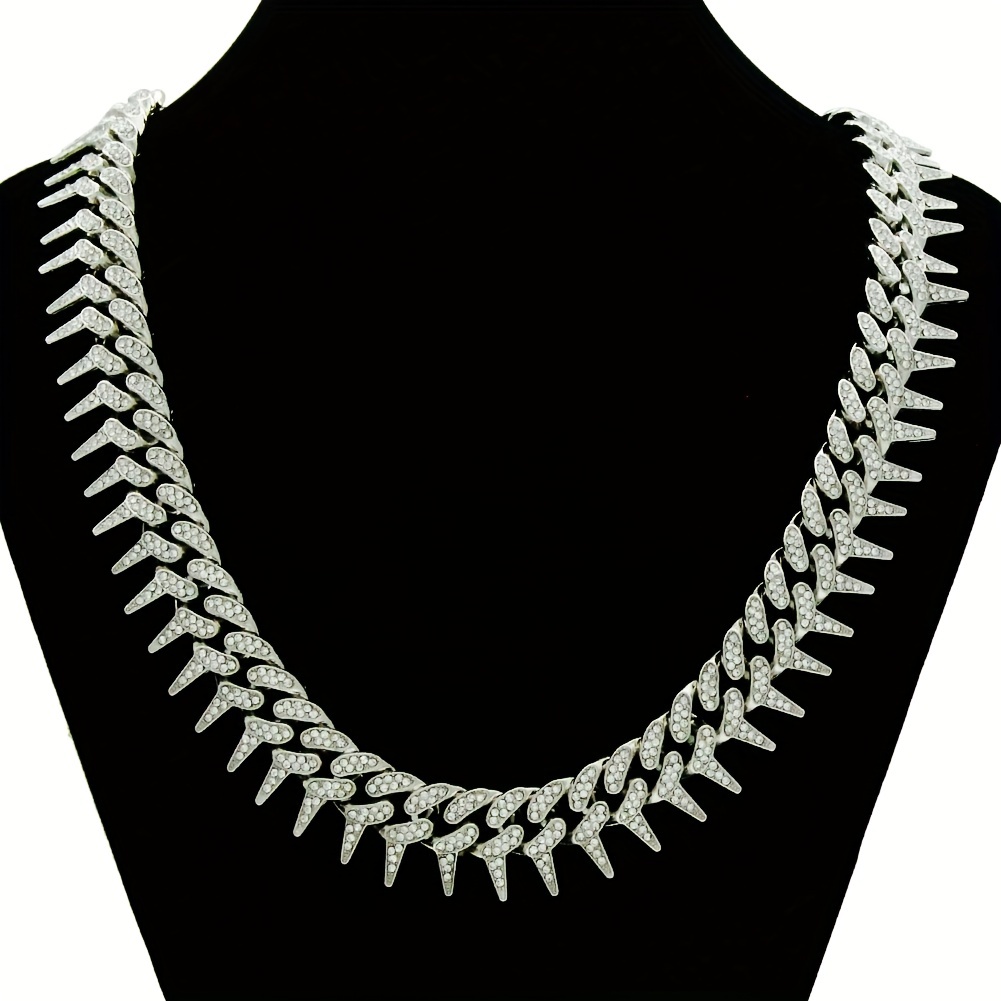 Men's Full Faux Diamond Geometric Necklace Domineering - Temu United ...