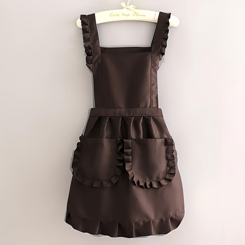 Cute Korean Style Apron Canvas Ruffles Cooking Apron Female - Temu ...