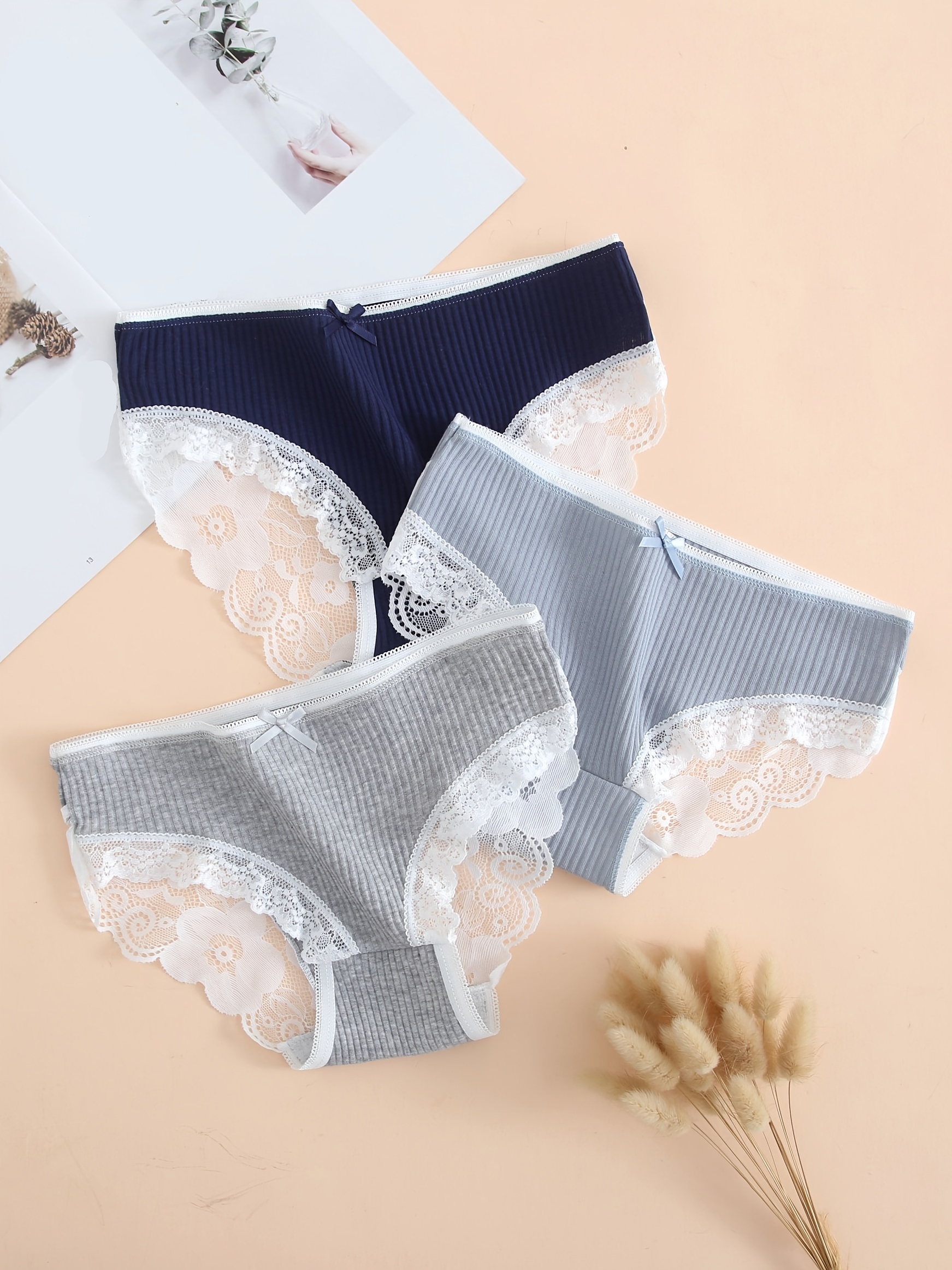 Lace Trim Matching Lingerie Set Semi Sheer Cheeky Panties Regionname