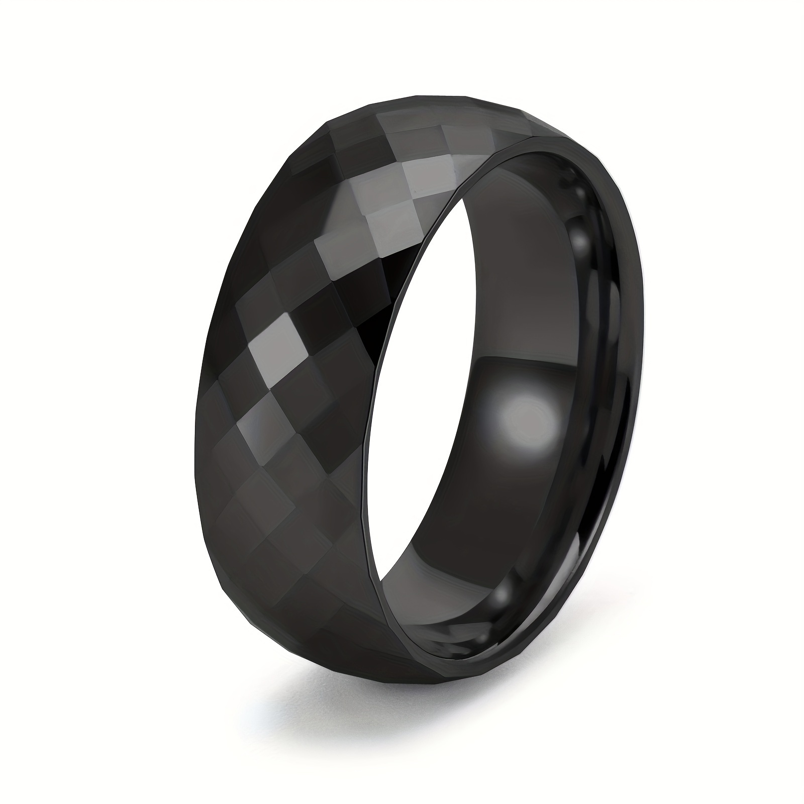 Wide Rhombus Faceted Titanium Steel Men's Ring Men's - Temu United Kingdom