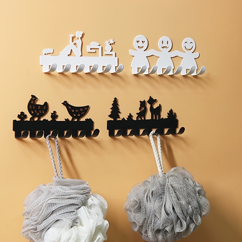 Storage Rack With Six Hooks Strong Adhesive Iron Hook Punch - Temu Ireland