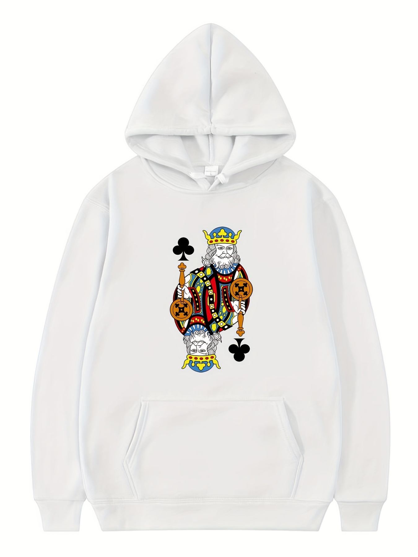 Poker Print Mens Graphic Hoodie Comfy Stretch Drawstring - Temu New Zealand