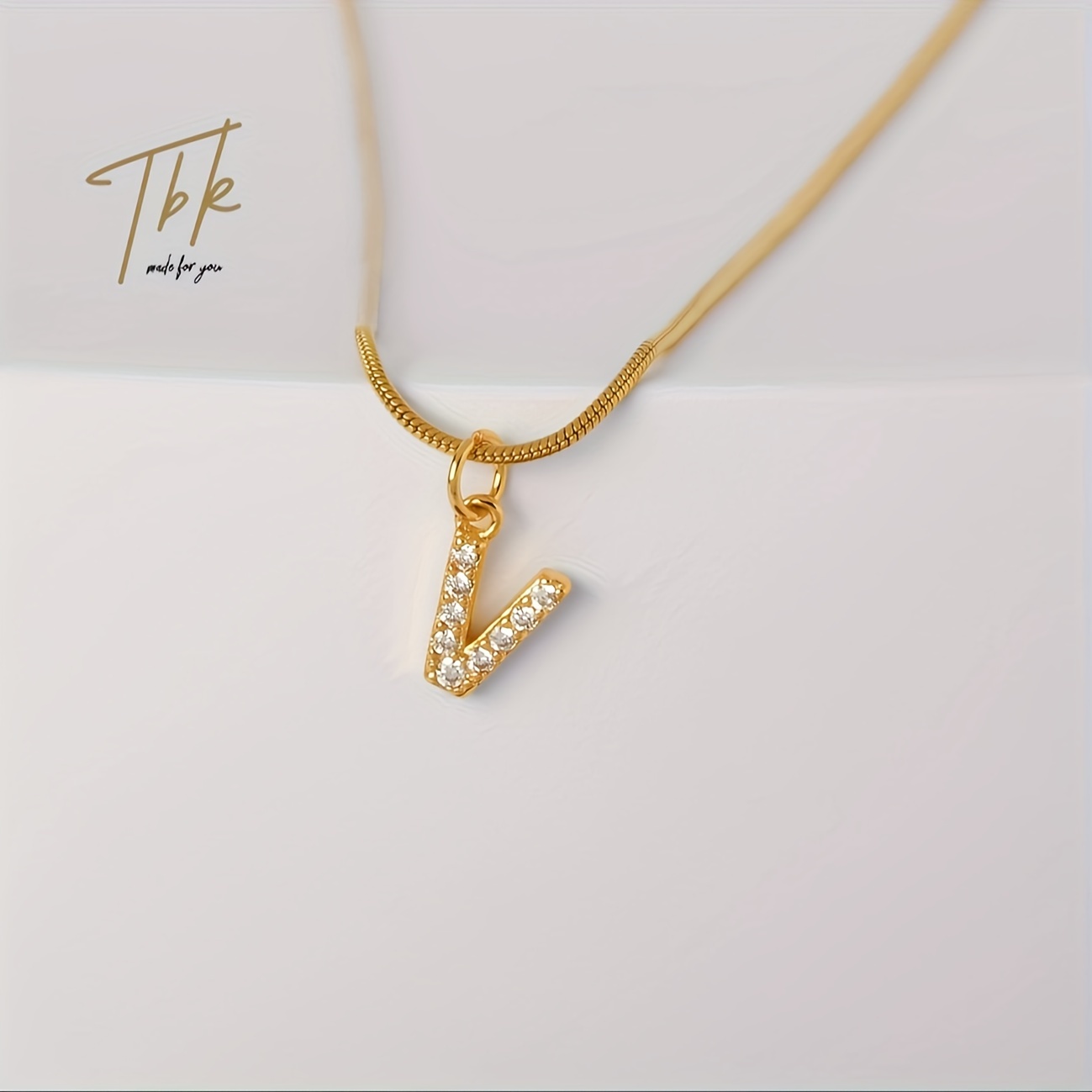 18k Plated Zircon Letter Pendant Necklace Chic Adjustable - Temu United ...