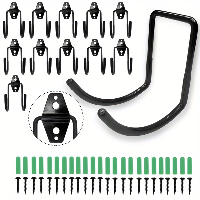 2 6 8 12 14pcs Garage Hooks Utility Steel Heavy Duty Garage Storage Hooks Wall Mounted Storage Rack For Electric Tools Mechanisms Ladders Spade