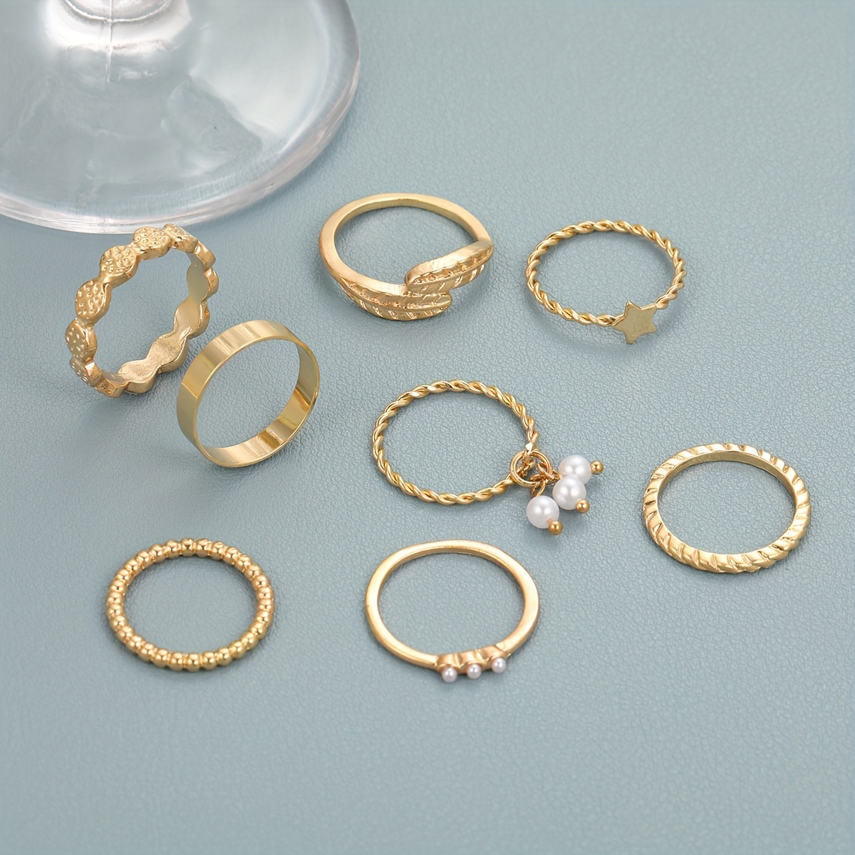 Chic Stacking Rings Trendy Star / Leaf / Minimalist Band - Temu Canada