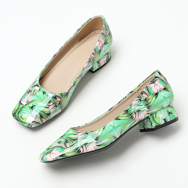 Women's Colorful Chunky Heels Elegant Square Toe Dress Pumps - Temu ...