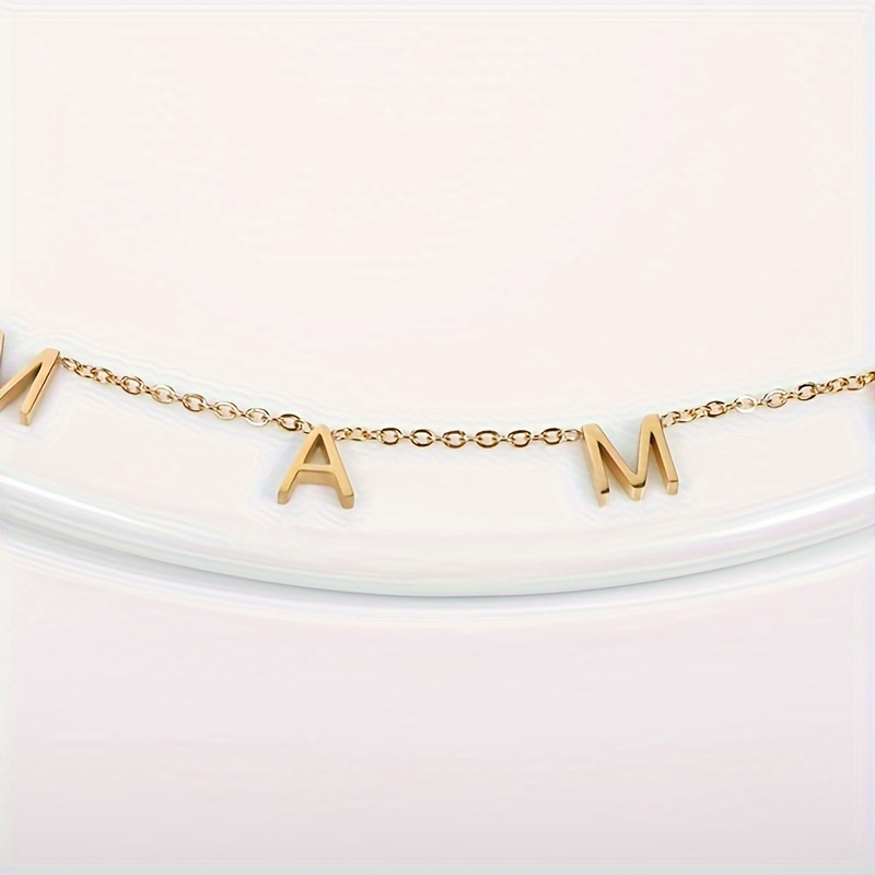 Mama Letter Chain Necklace Simple Golden Plated Neck Jewelry - Temu