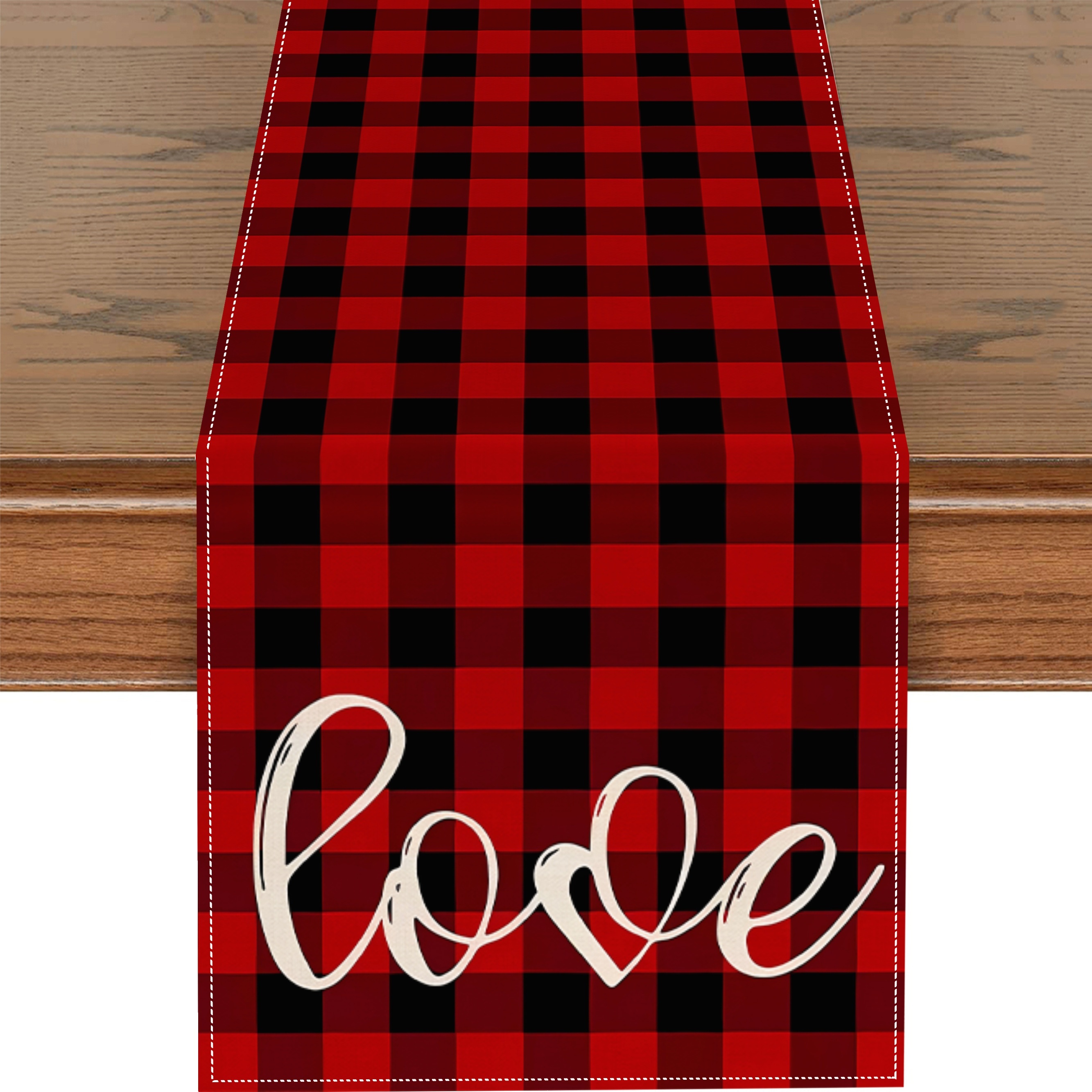 buffalo love valentine's day table runner red black - Temu Australia