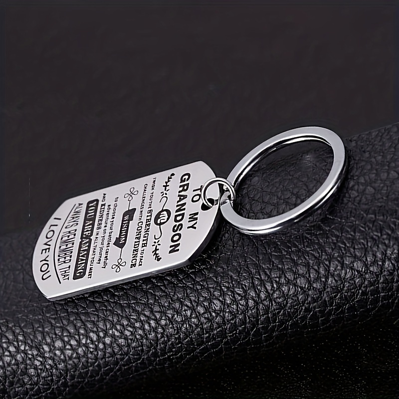 1pc To My Grandson Stainless Steel Key Ring Christmas Gift From ...