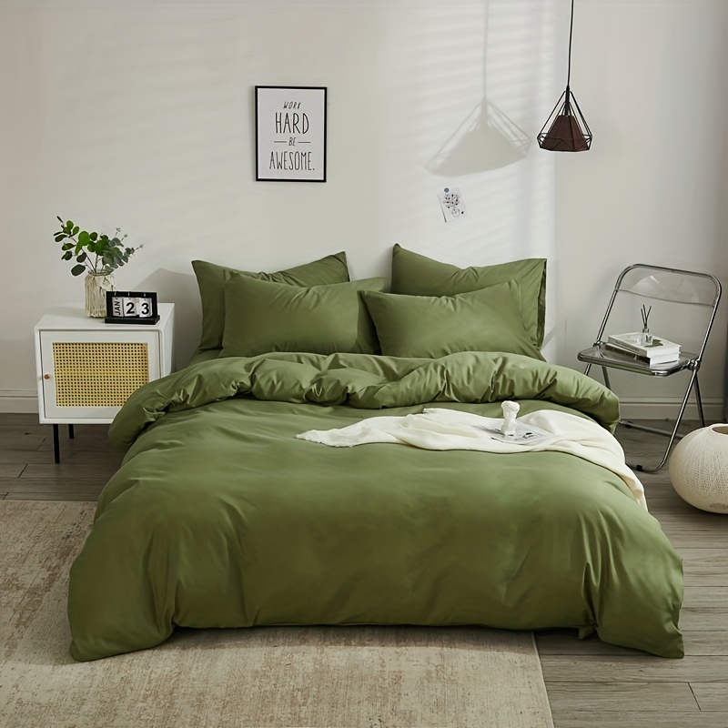 Brushed Duvet Cover Set Simple Solid Color Bedding Set Soft - Temu ...