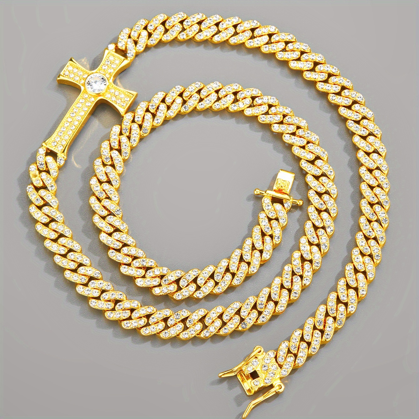 Cross Connect Cuban Chain Religious Necklace Fashion - Temu United Kingdom