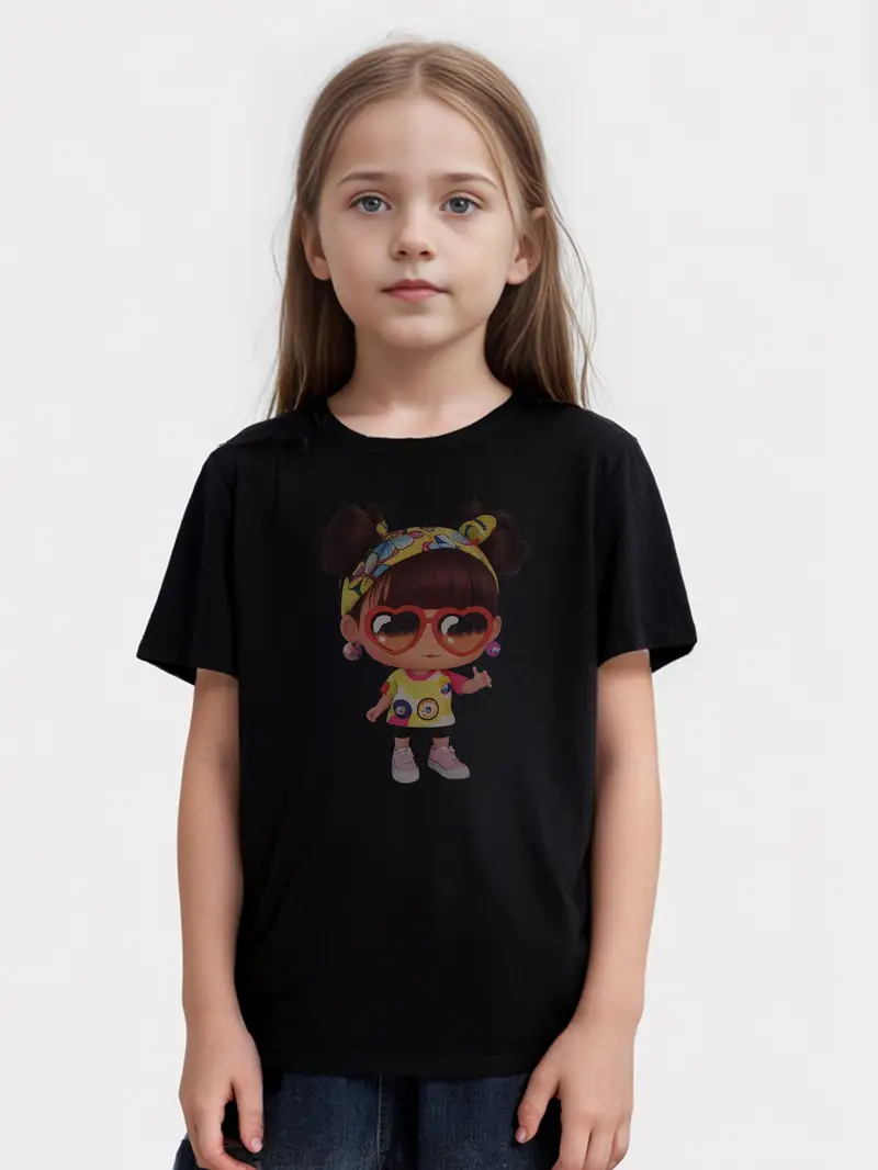 Short Sleeve Loose Fit T Shirt 3d Cool Cartoon Girl Print Temu Australia