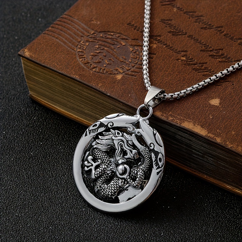 Hip Hop Dragon Hollow Pendant Sweater Chain Men's Stainless - Temu ...