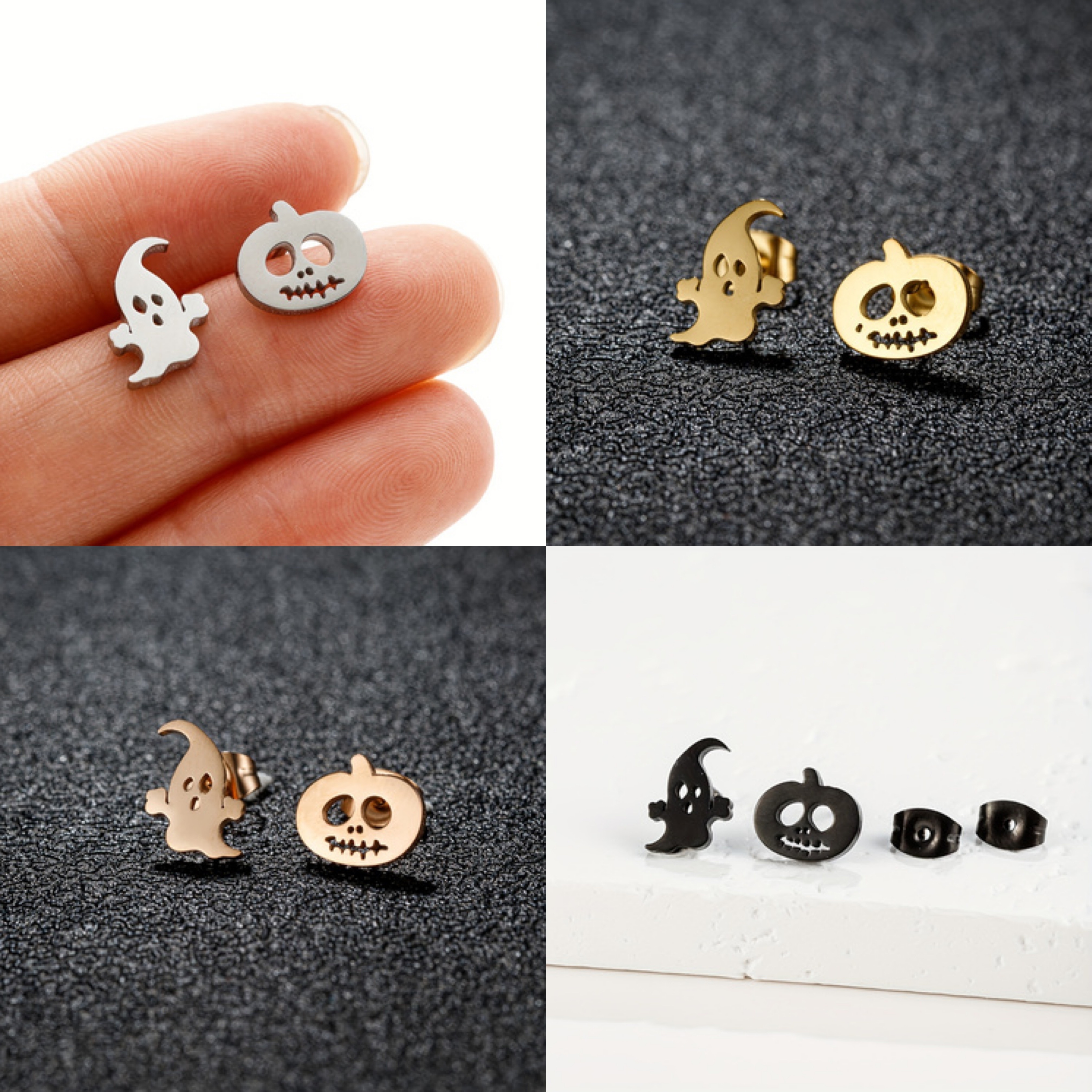 Stainless Steel Monster Ghost Stud Earrings Men Halloween - Temu United ...