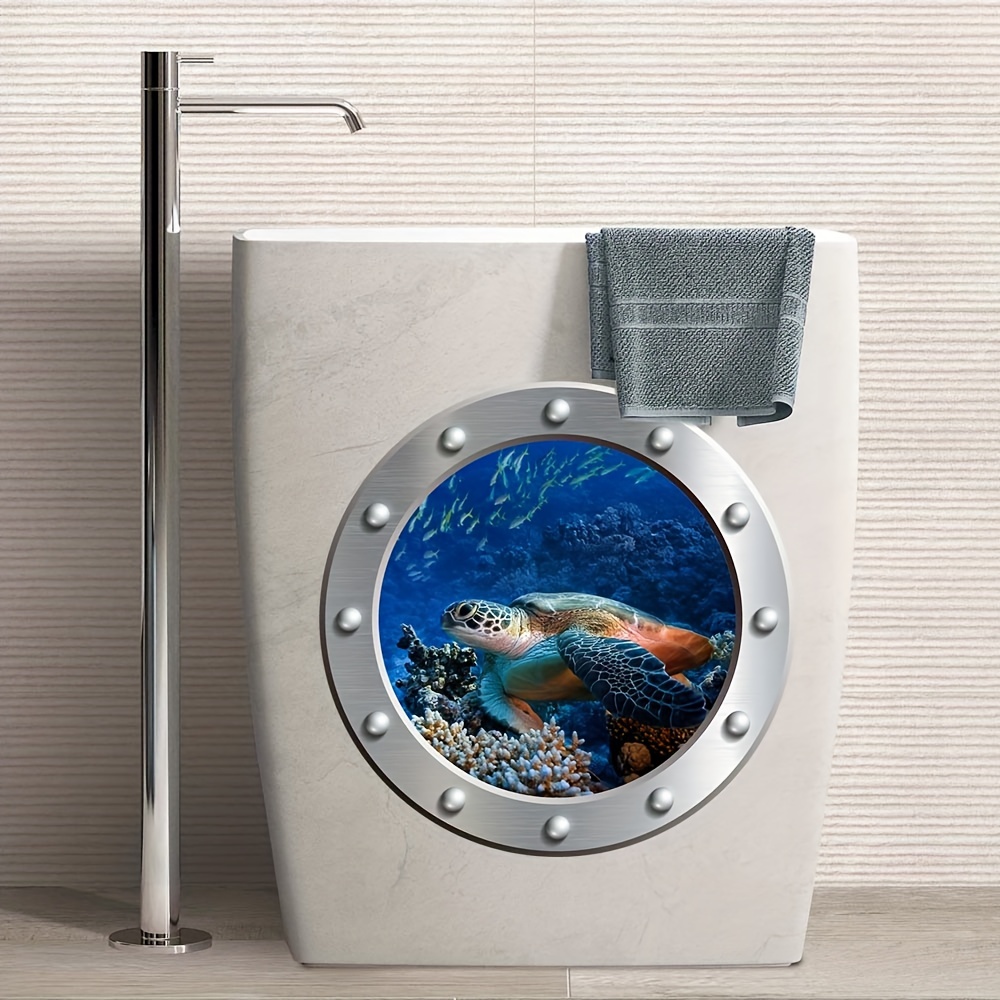 Ocean World Wall Stickers Murals Portholes 3d Turtles Sharks - Temu