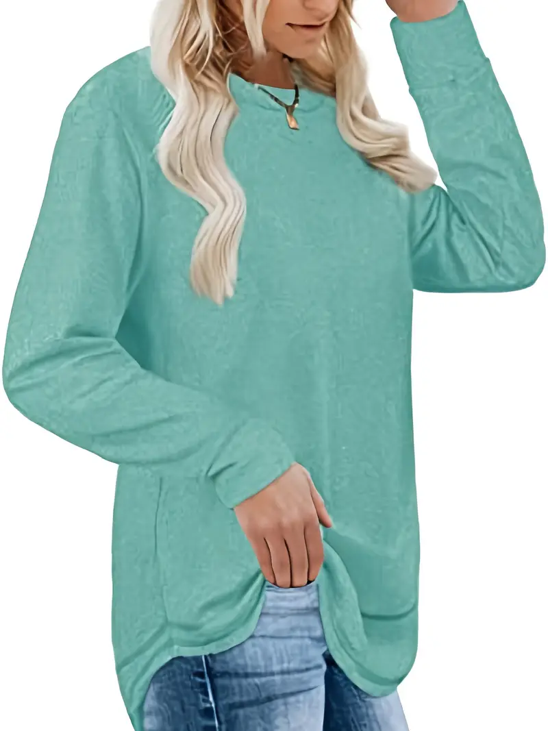 Solid Crew Neck Asymmetrical Fashion Sweatshirts Casual Temu