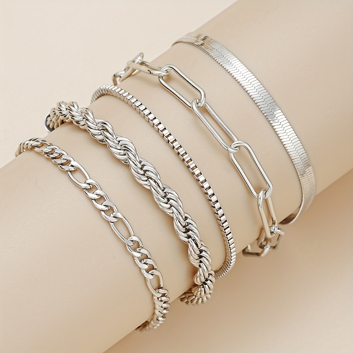 Simple Punk Style Zinc Alloy Hand Chain Bracelet Set - Temu United Kingdom