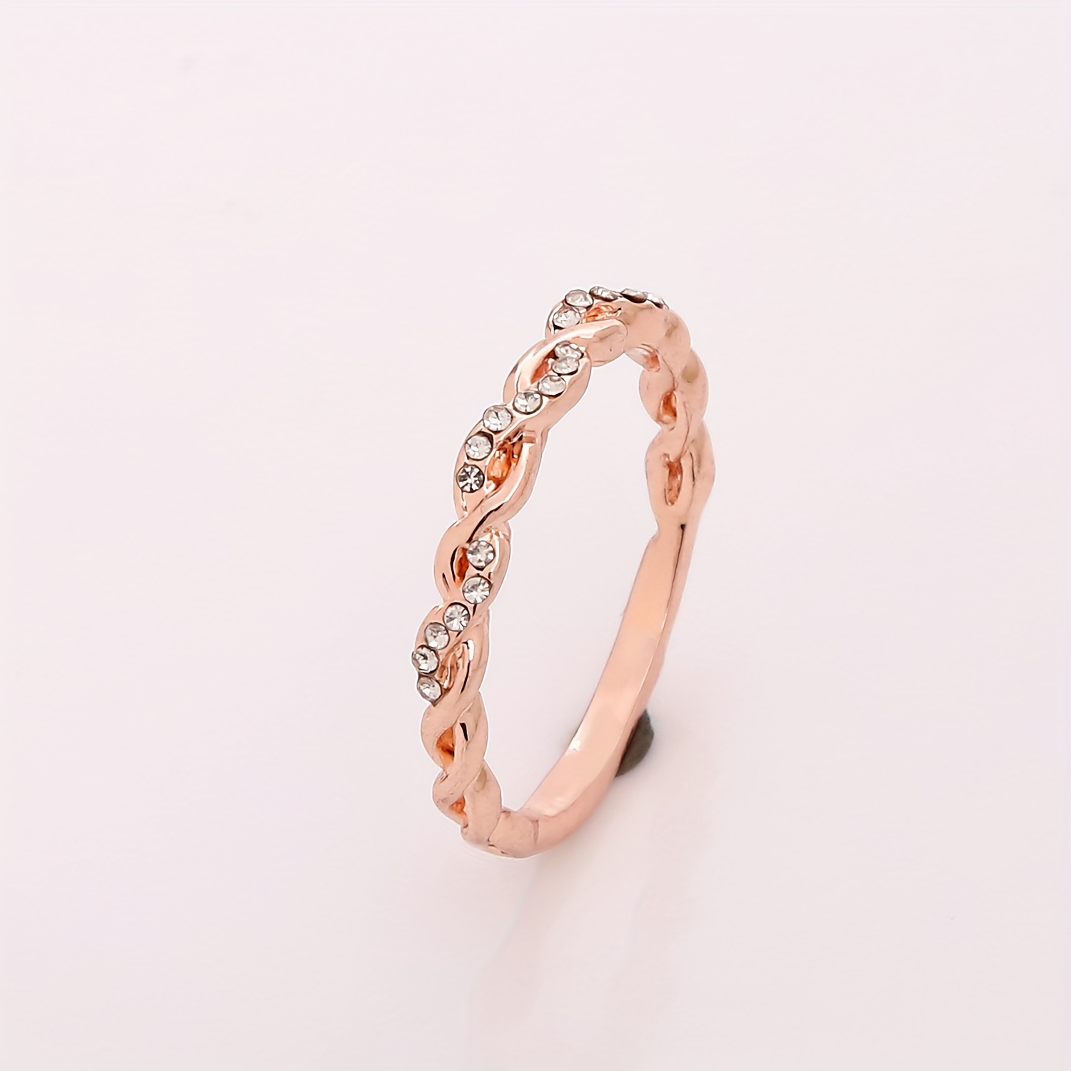Elegant Crossed Twisted Faux Diamond Ring Alloy - Temu United Kingdom