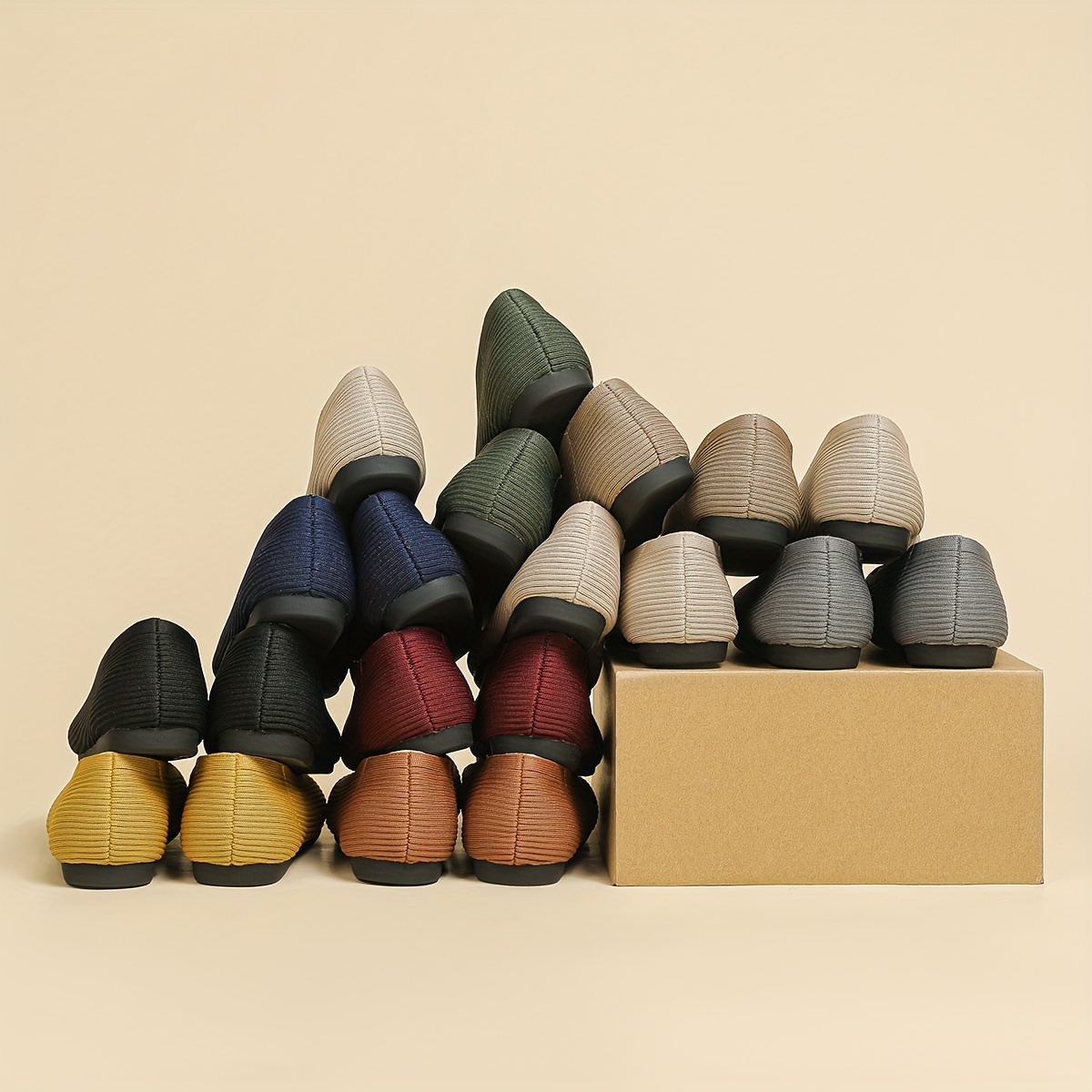 Knitted Ballet Flats Women s Lightweight Solid Color Square - Temu New ...