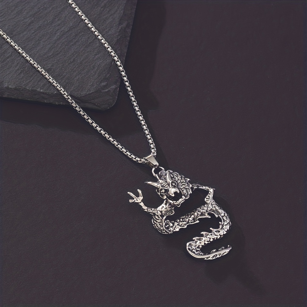 Stainless Steel Chain Alloy Dragon Pendant Necklace - Temu United Kingdom