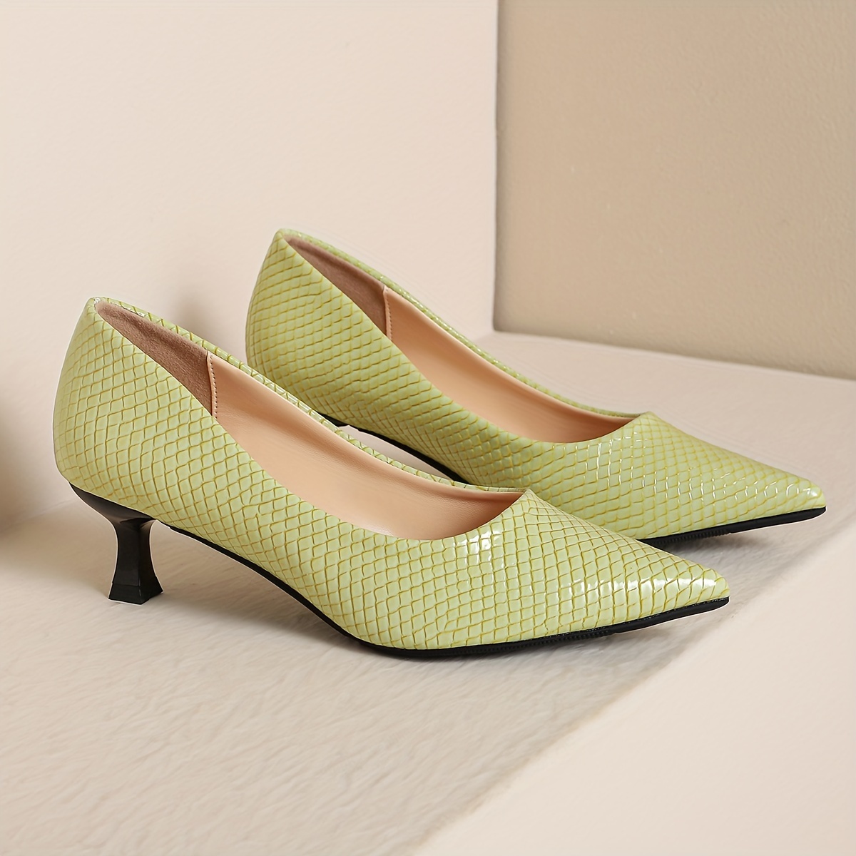 Women s Solid Color Kitten Heels Pointed Toe Slip Dress - Temu Australia