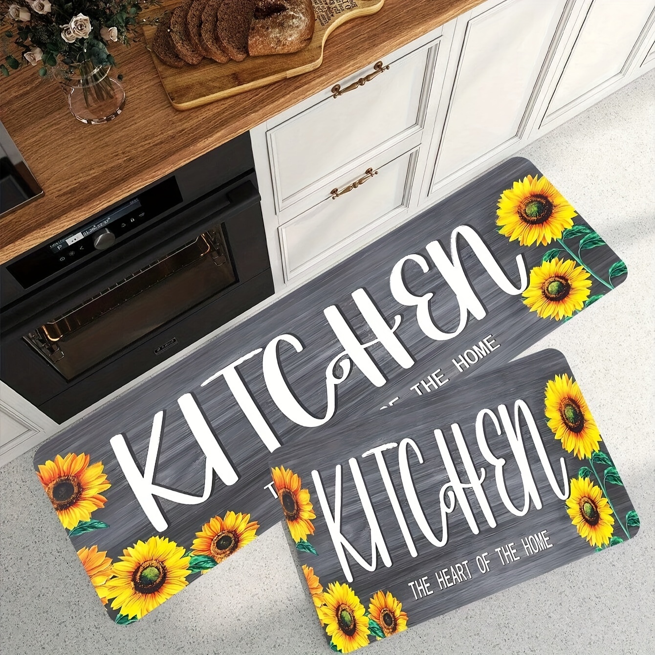 creative monogram print kitchen mat retro sunflower pattern - Temu Denmark