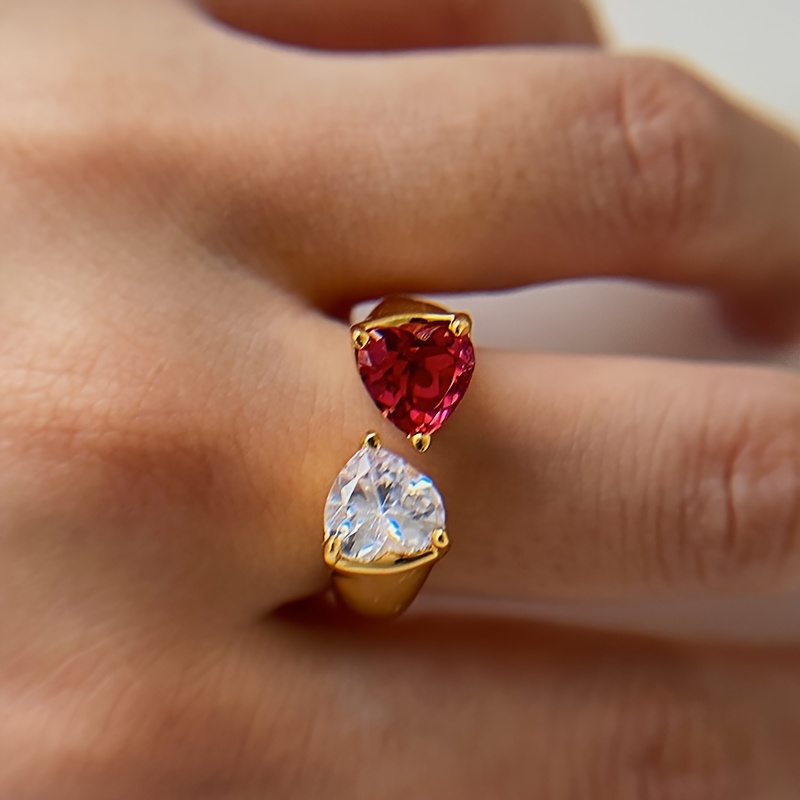 Retro Red White Zircon Wedding Ring Colorful Stone Beautiful - Temu Ireland