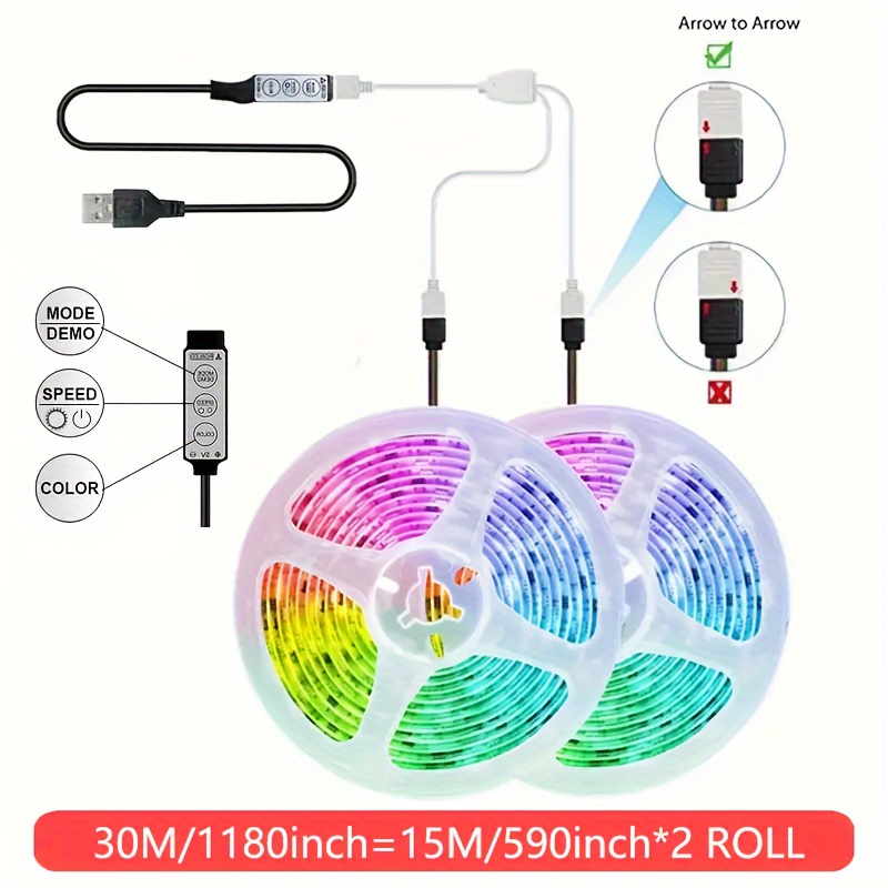 Led Strip Lights Rgb 2835 Infrared 44 Keys Controller Strip - Temu ...