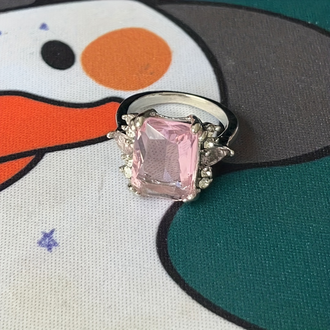 Elegant Ring Inlaid Large Square Zircon Multi Colors Choose - Temu Ireland