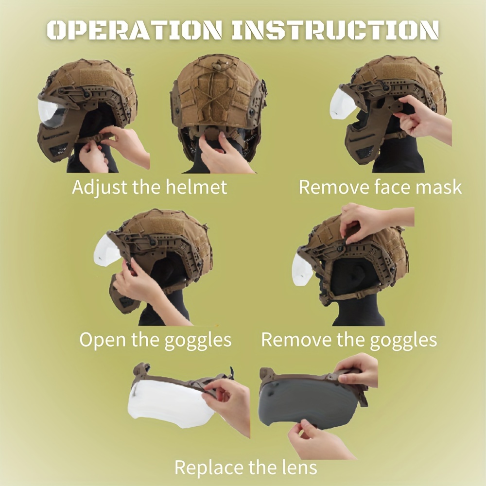 1 Fast Full Face Helmet Removable Goggles Mask Fully - Temu