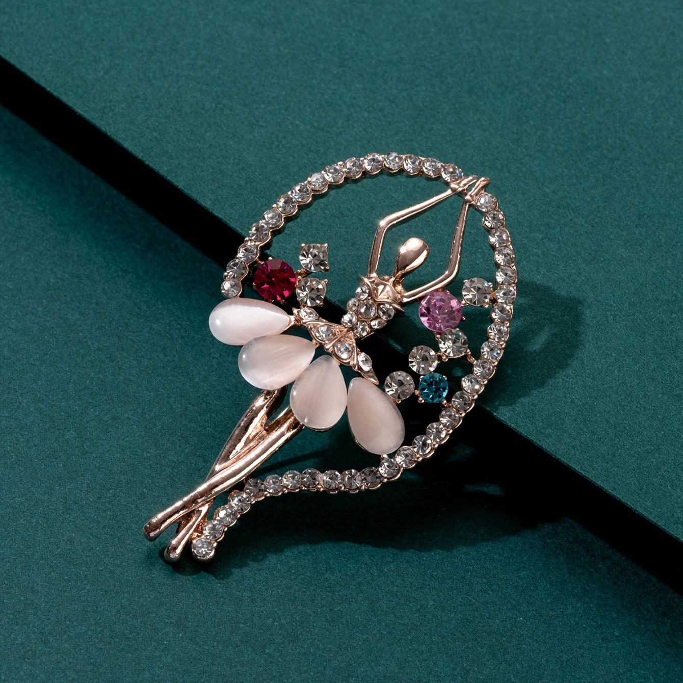 Elegant Luxury Dancer Zinc Alloy Brooch Pin Inlaid Shiny - Temu United ...