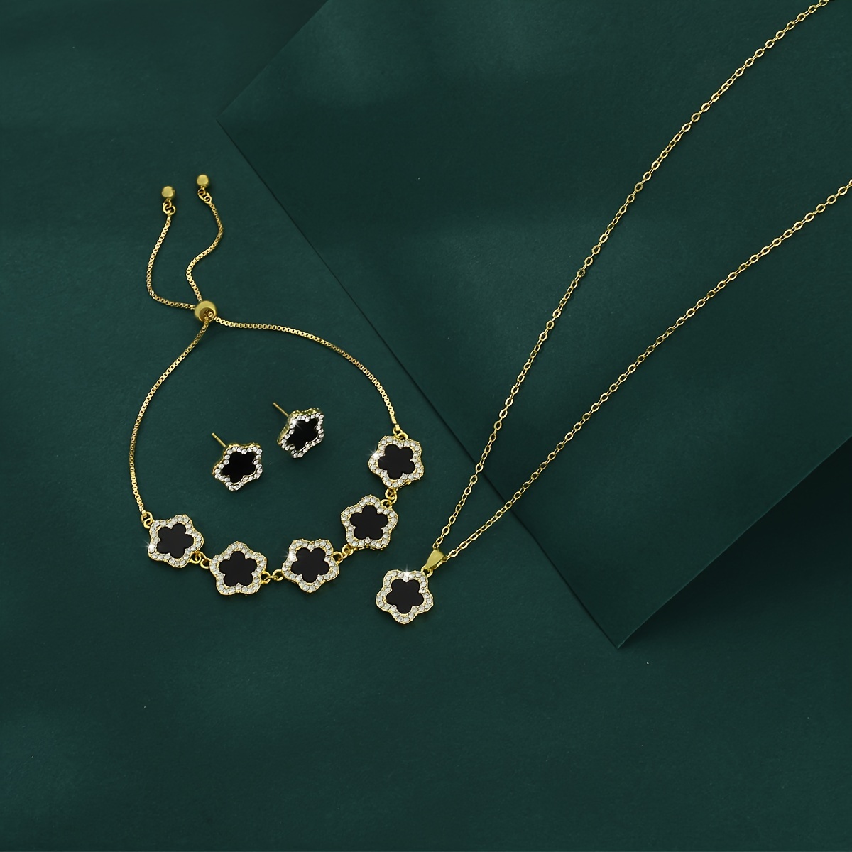 Earrings + 1 Bracelet + 1 Necklace Chic Jewelry Set Lucky - Temu United ...