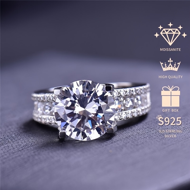 5 Carat Synthetic Moissanite Ring Exquisite Sparkling - Temu United Kingdom