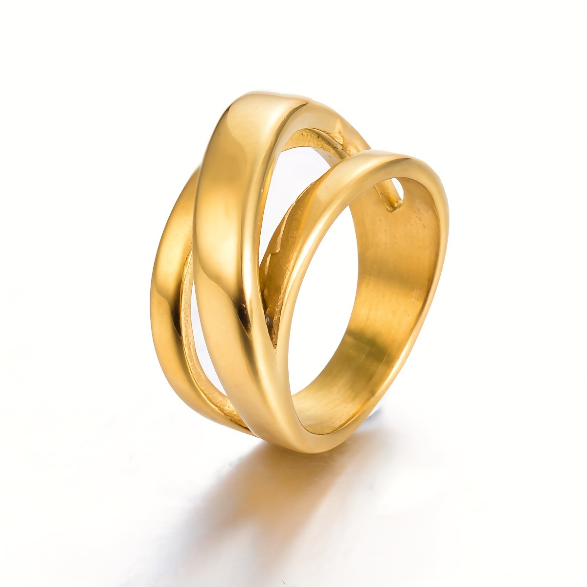 Men's Golden Wide Hollow Geometric Line Ring 18k Gold plated - Temu ...