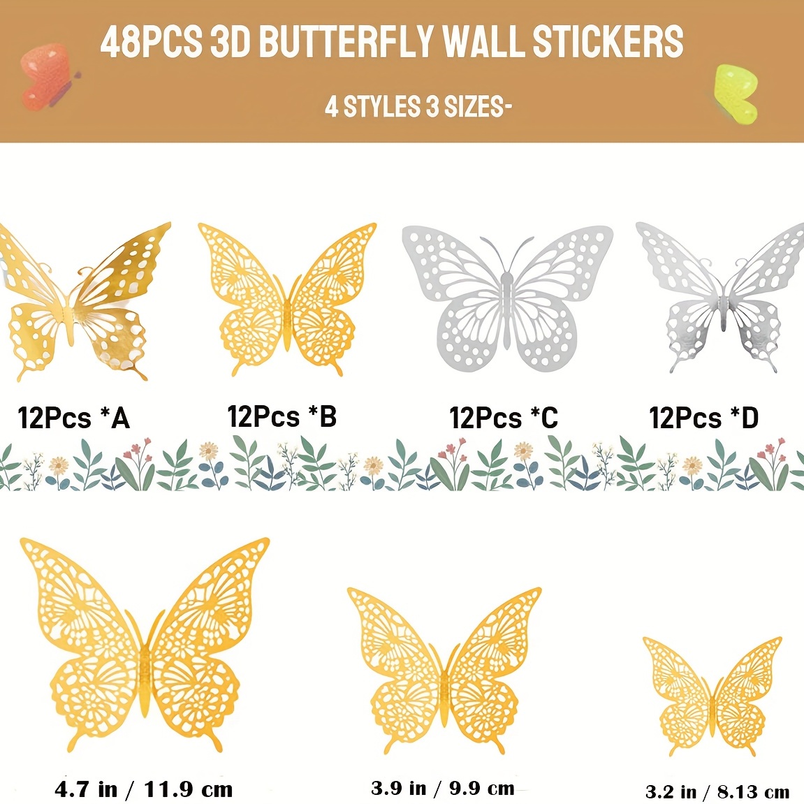 3d Butterfly Wall Decor 4 Styles 3 Sizes White Butterfly - Temu Norway