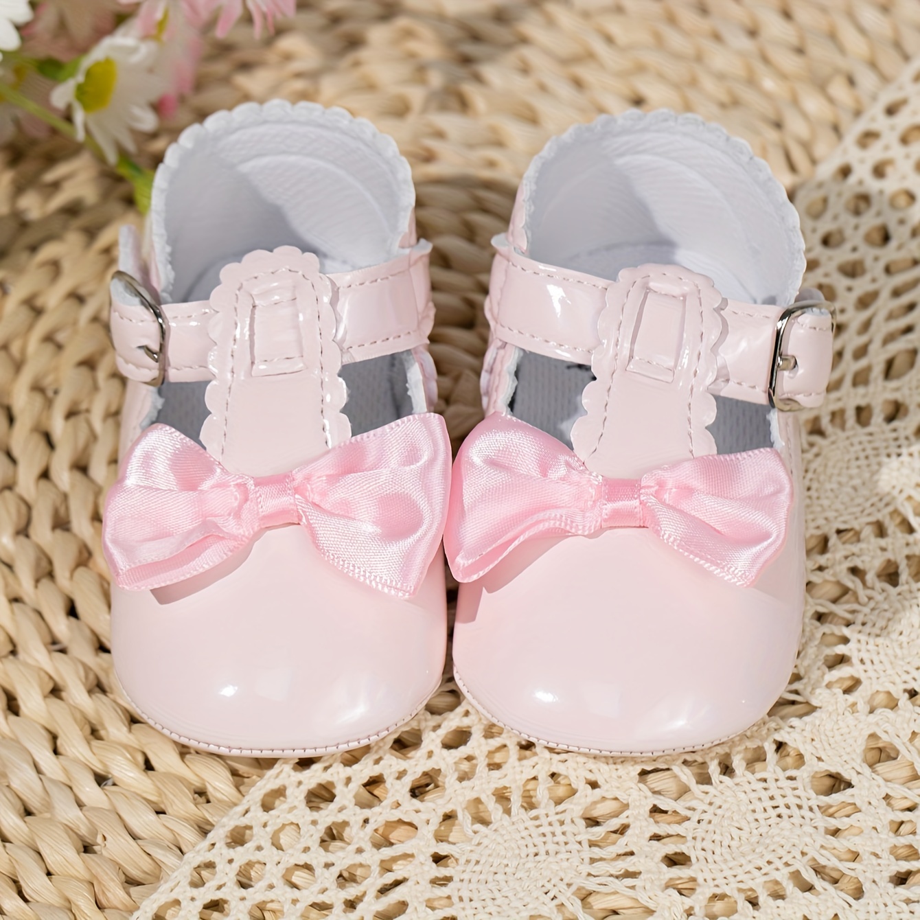 女の子の赤ちゃんのためのトレンディでエレガントなちょう結びメリージェーンシューズ 快適な軽量ノンスリップソフトフラットソ - Temu Japan