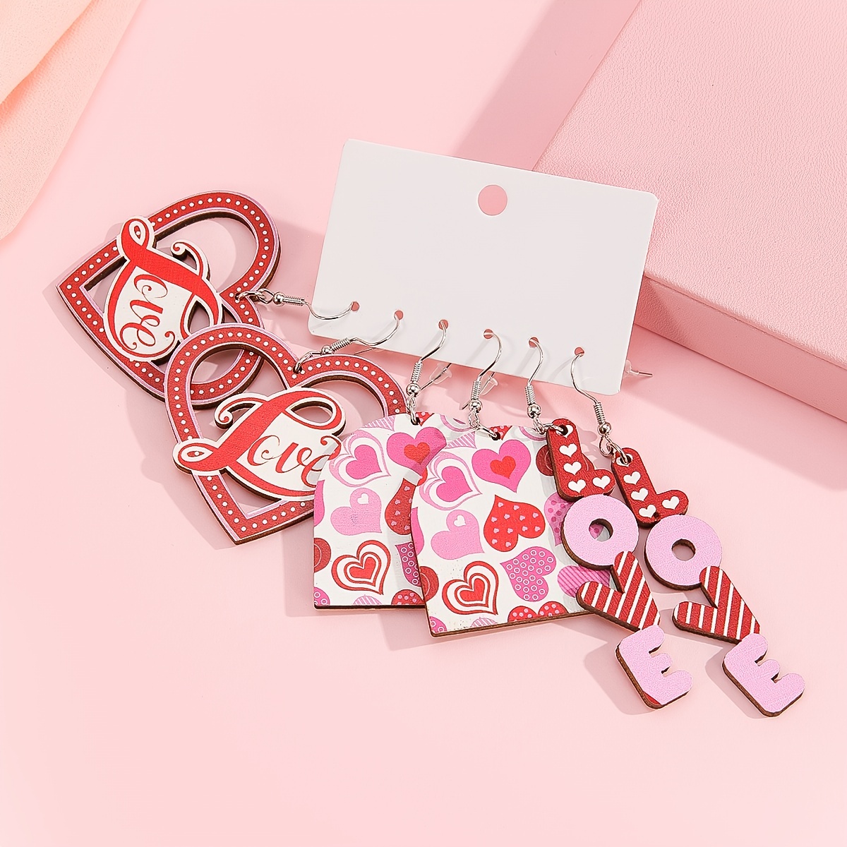 Valentine's Day Ear Jewelry Cute Cartoon Style Wooden - Temu United Kingdom