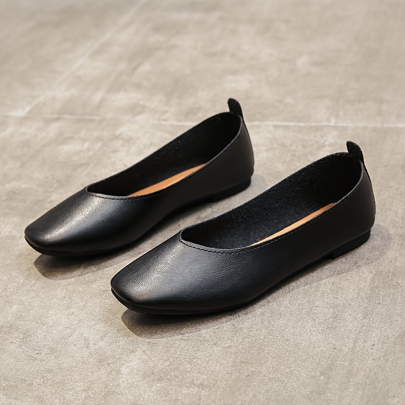 Square Toe Flat Shoes Women s Lightweight Solid Color Slip - Temu Australia