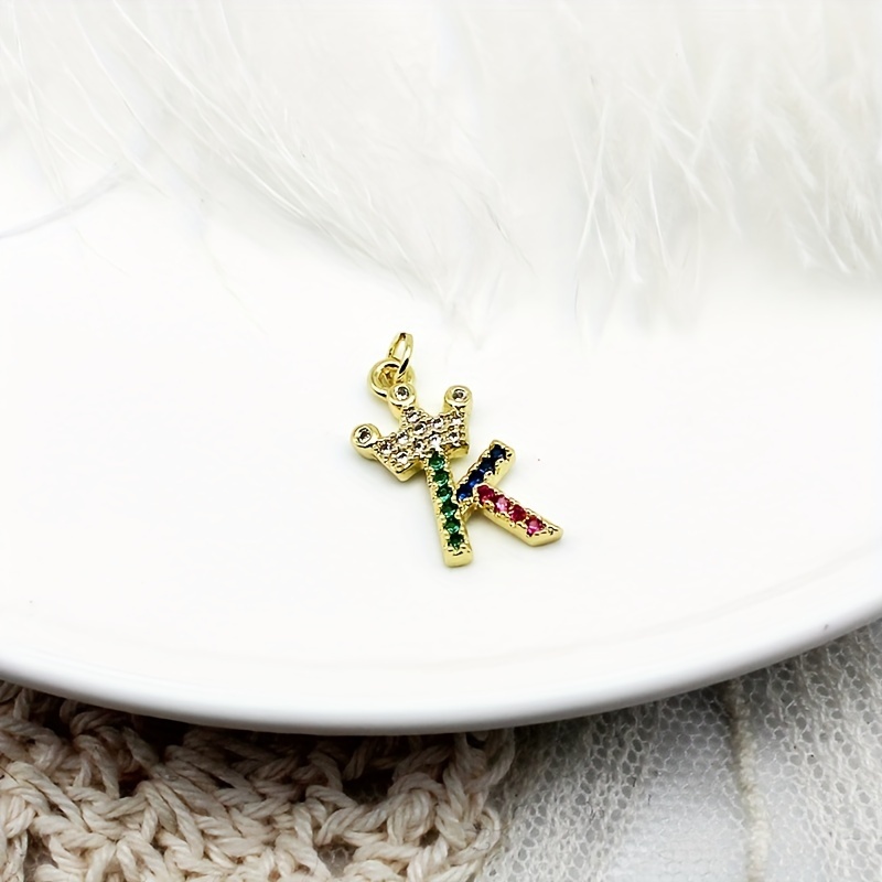 A z English Crown Initial Pendant Copper Gold Plated Iced - Temu United ...