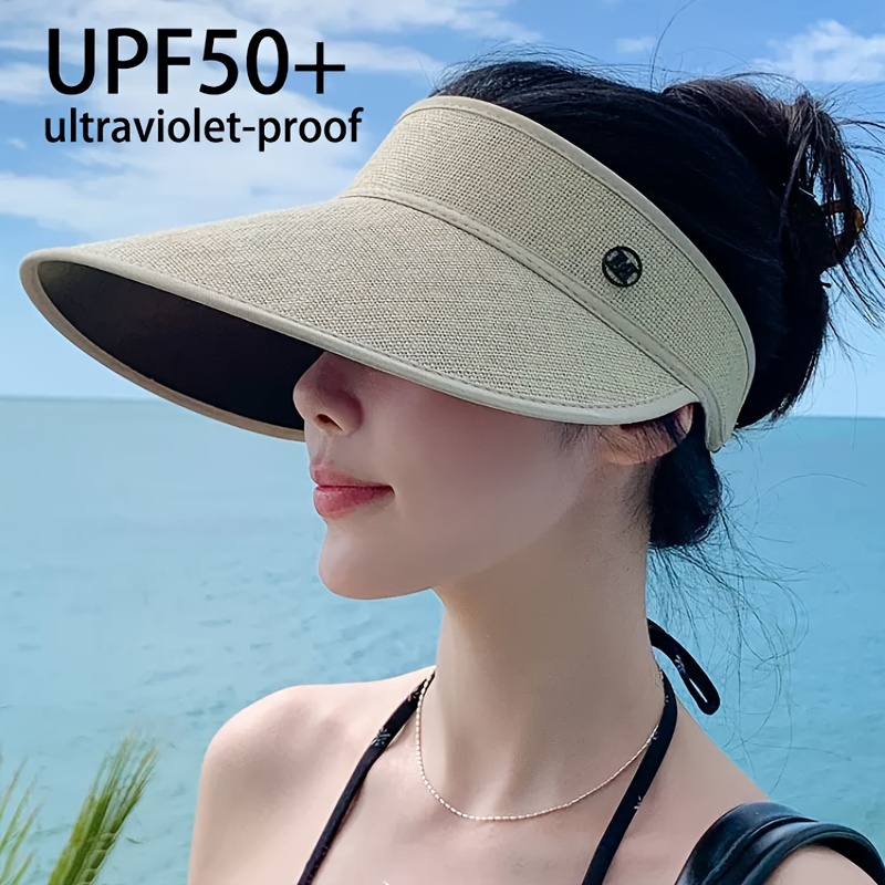 Wide Brim Sun Visor Crochet Picnic Hat Beach Uv Protection Scallop Cap