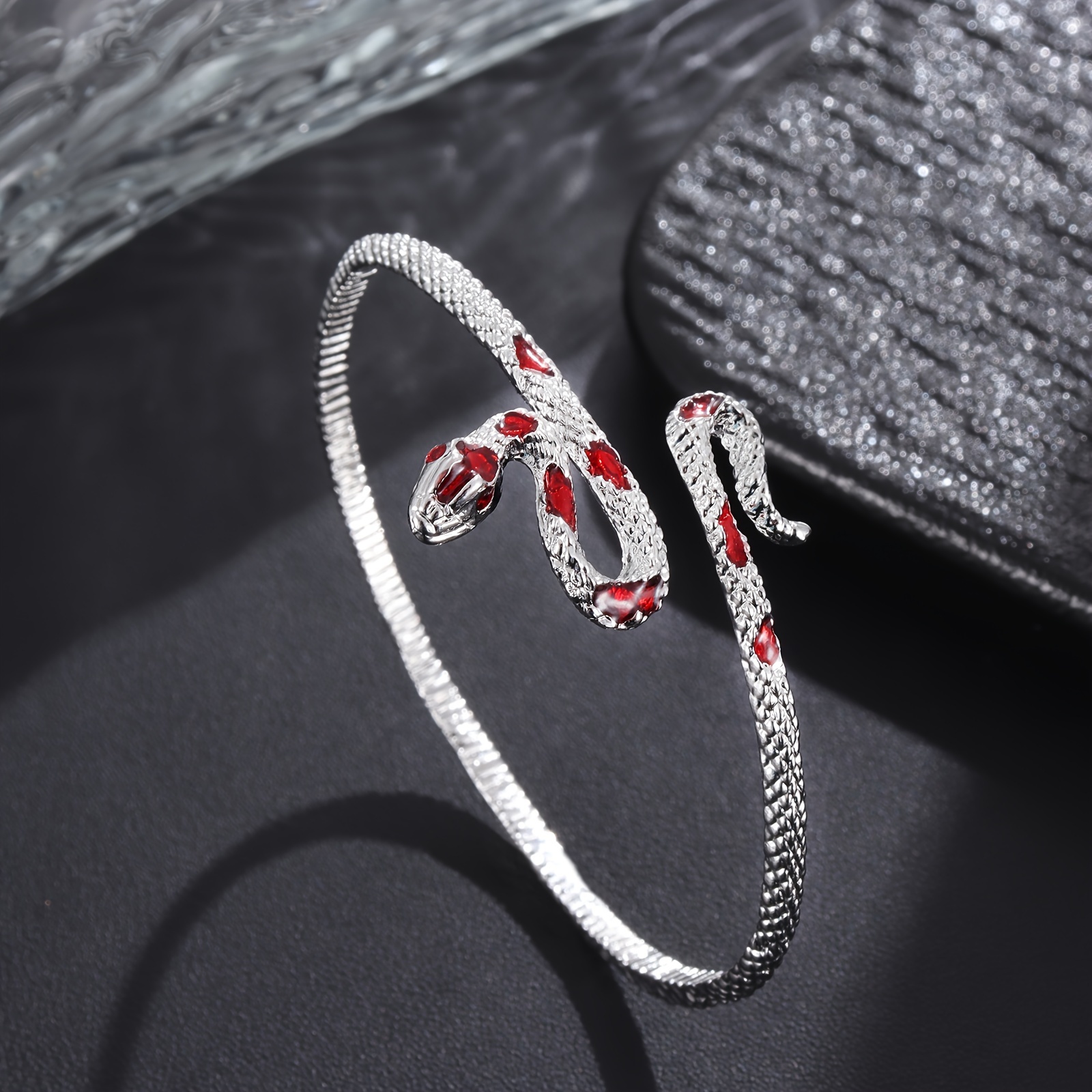 Creative Painted Snake Design Cuff Bracelet Zinc Alloy - Temu United ...