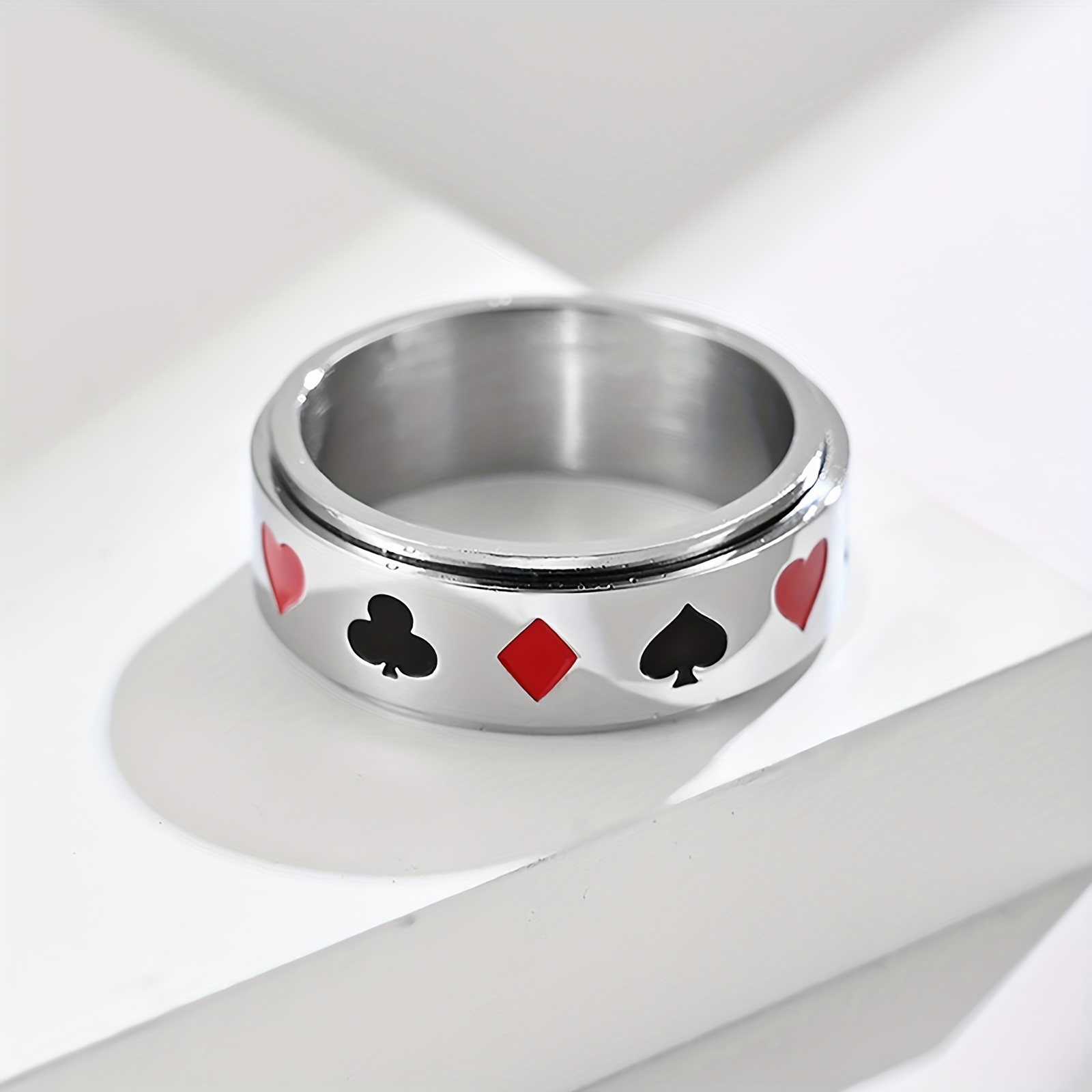 Creative Fashion Poker Pattern Rotatable Stainless Steel - Temu United ...