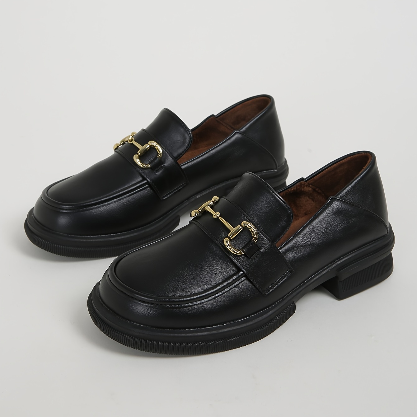 Dame metaludsmykning Chunky Heel Laofers Fashion Slip On - Temu Denmark