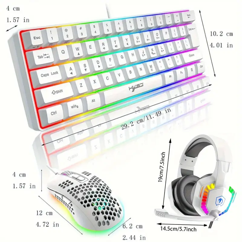 게임용 키보드 및 마우스 세트 60 유선 컴팩트 게임용 키보드 미니 61키 11개의 Rgb 백라이트 전체 Temu