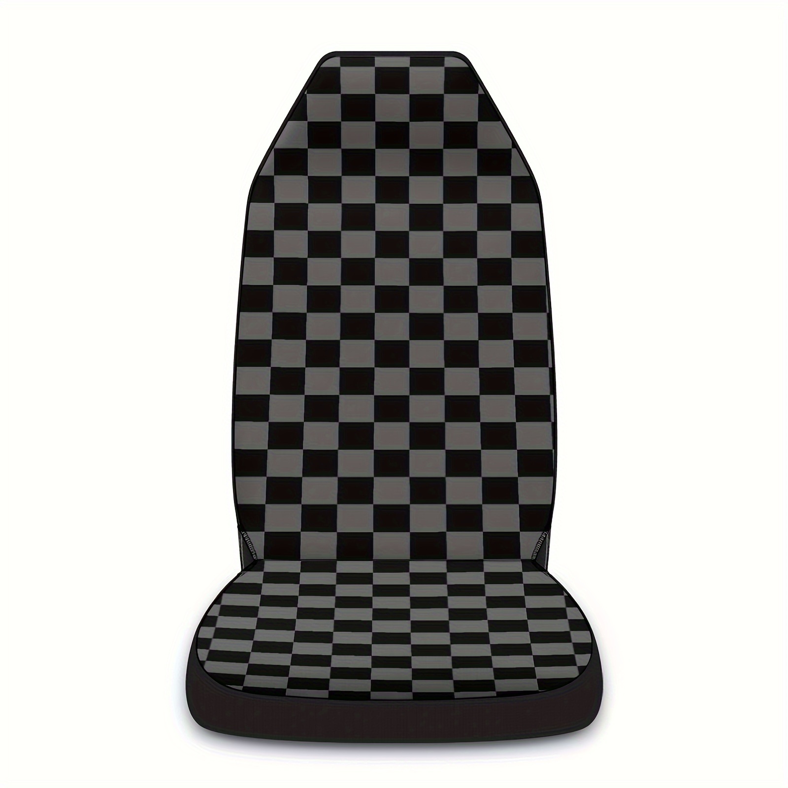 Grey Black Plaid Print Car Universal Single Seat Cover - Temu Australia