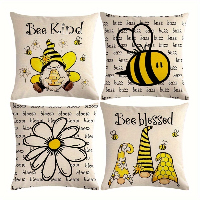 Bee Day Fresh Style Linen Cushion Cover Throw Pillow Cover - Temu ...