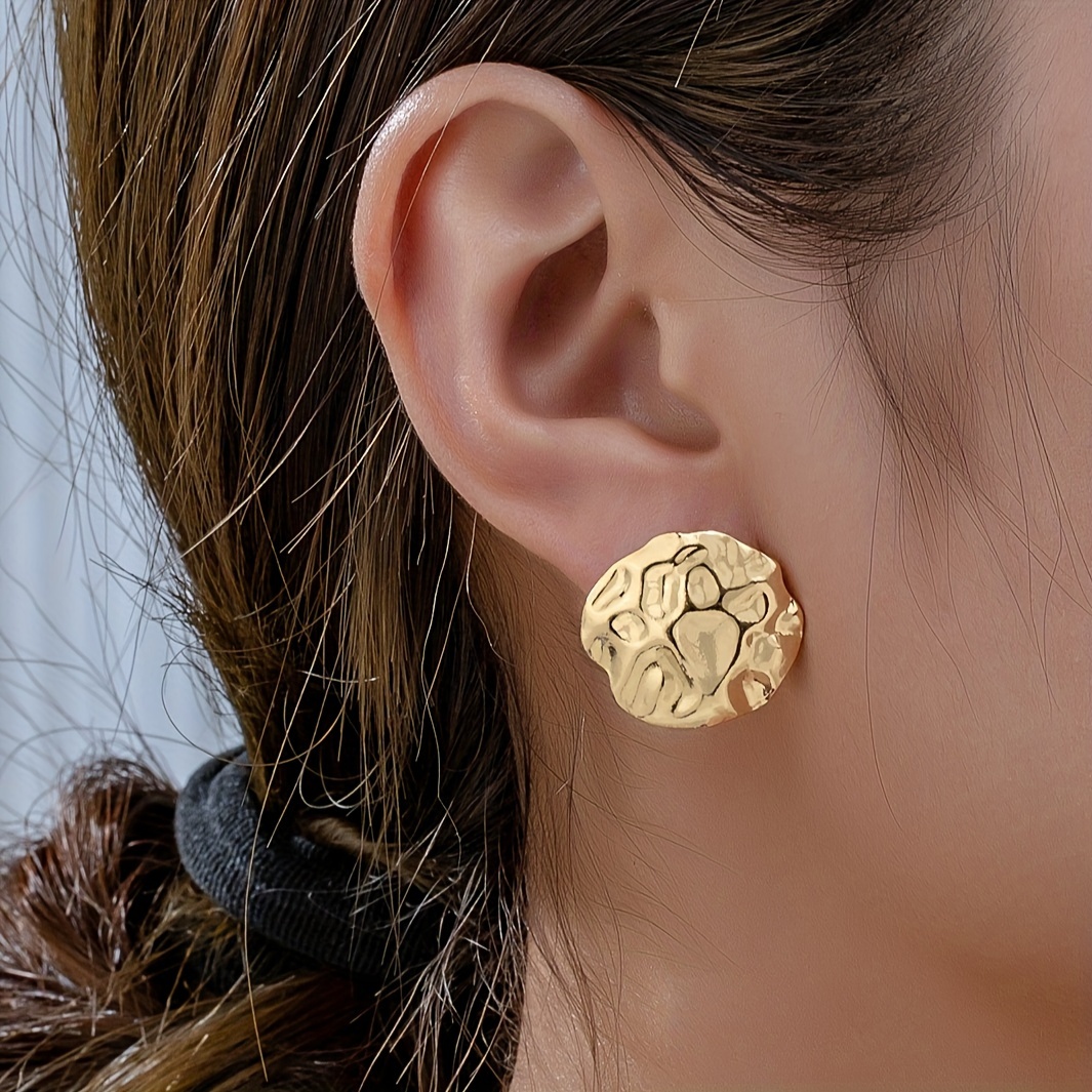 Statement Style Stud Earrings Geometric Round Bump Surface - Temu Denmark