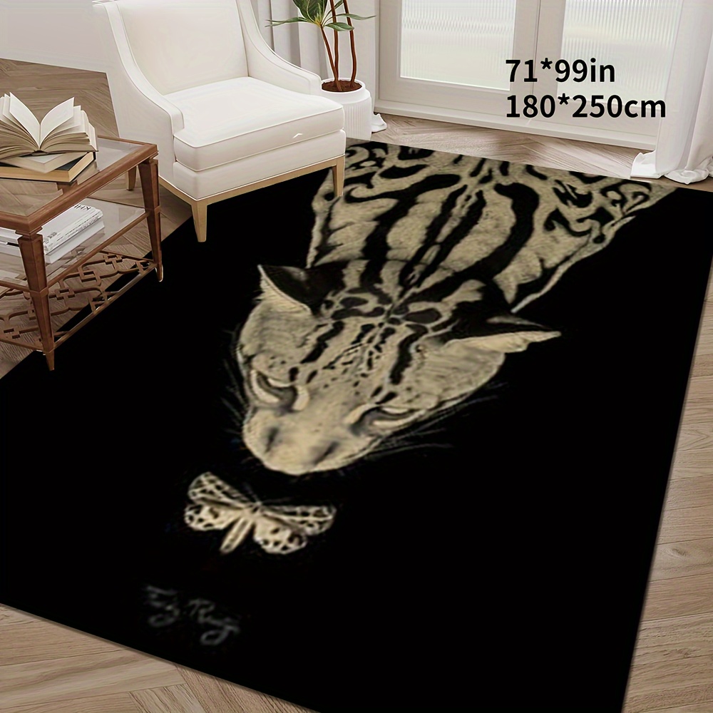 Hotel Carpet Light Luxury Black Gold Leopard Cat Pattern - Temu Australia