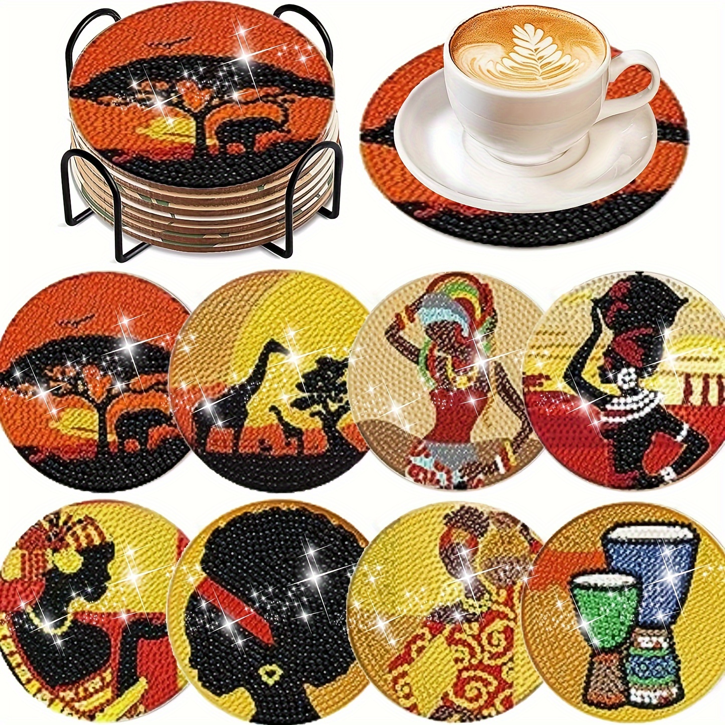 New 5d Diamond Painting Coasters Kit Abstract Tree Woman - Temu United ...
